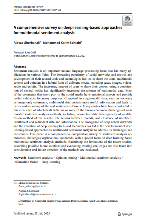 A comprehensive survey on deep learning-based approaches for multimodal ... A comprehensive survey on deep learning-based approaches for multimodal ...