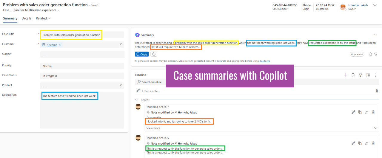 Case summaries with Copilot Case summaries with Copilot