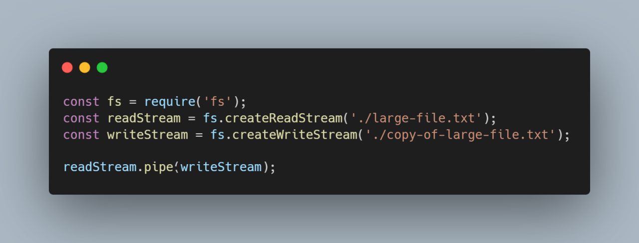 Node Tip - Make use of Streams for efficient data processing Node Tip - Make use of Streams for efficient data processing