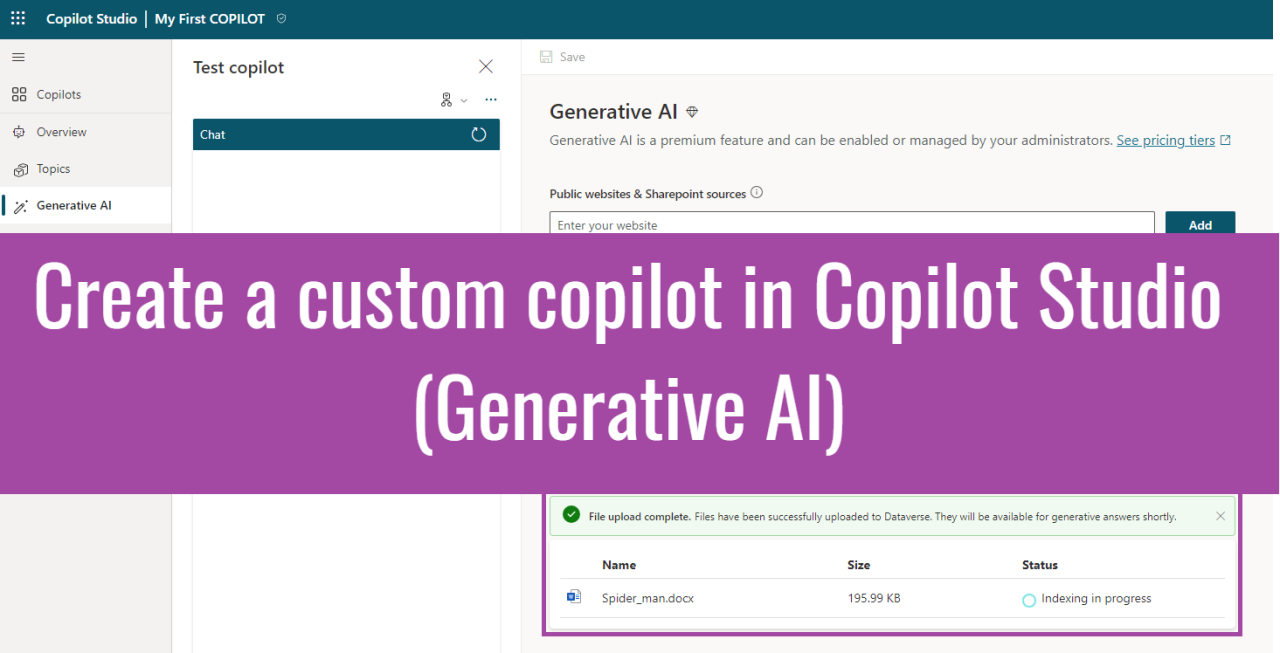 Create a custom copilot in Copilot Studio (Generative AI) Create a custom copilot in Copilot Studio (Generative AI)