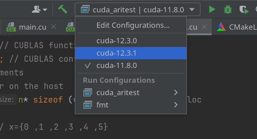 CLion with multiple CUDA SDKs CLion with multiple CUDA SDKs