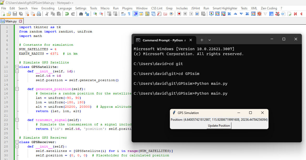 Python Simulation: GPS Satellite/s + GPS Receiver Python Simulation: GPS Satellite/s + GPS Receiver
