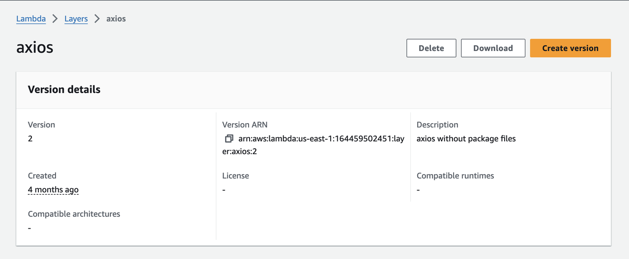 AWS Lambda: How to create a nodejs layer for axios AWS Lambda: How to create a nodejs layer for axios