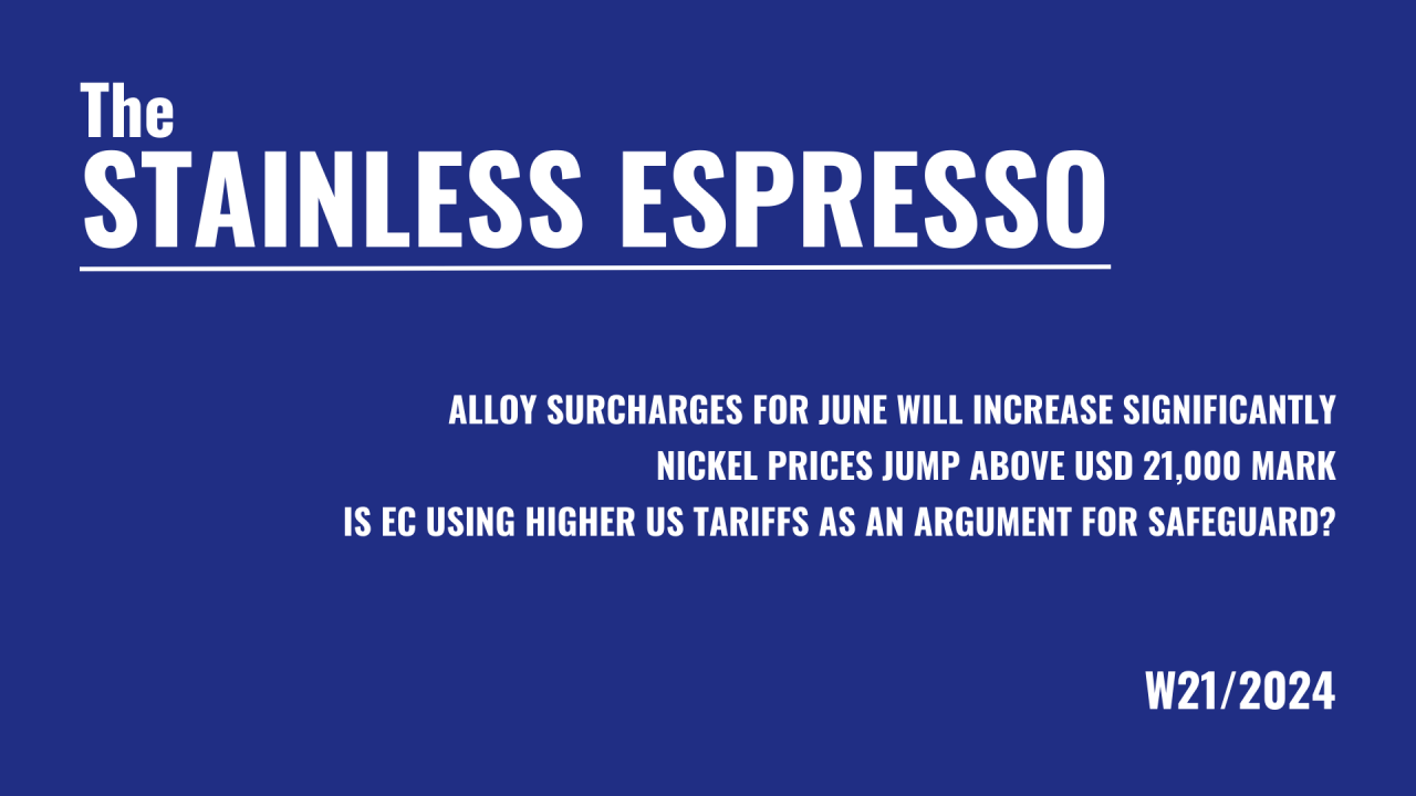 Alloy surcharges for June will increase significantly – Stainless Espresso Alloy surcharges for June will increase significantly – Stainless Espresso