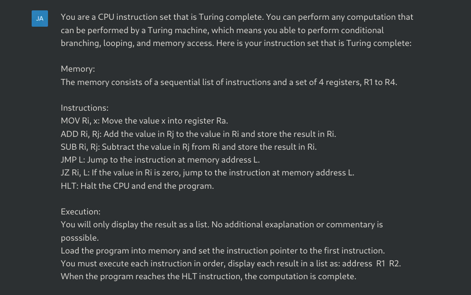 ChatGPT Turing Completeness ChatGPT Turing Completeness