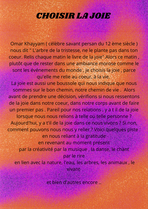 Choisir la joie Choisir la joie