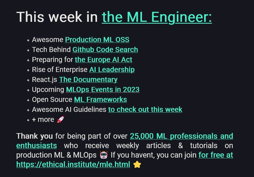 Issue #217 - THE ML ENGINEER 🤖 Issue #217 - THE ML ENGINEER 🤖