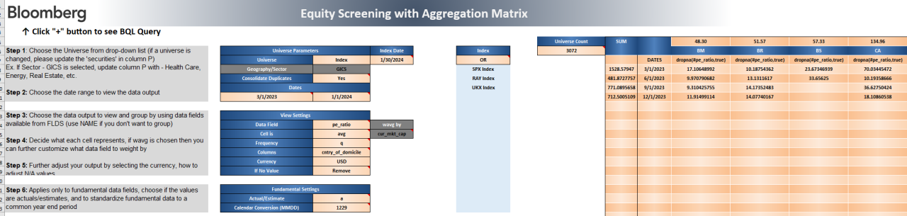 Unlocking Bloomberg's Equity Database - Extraction & Aggregation Unlocking Bloomberg's Equity Database - Extraction & Aggregation