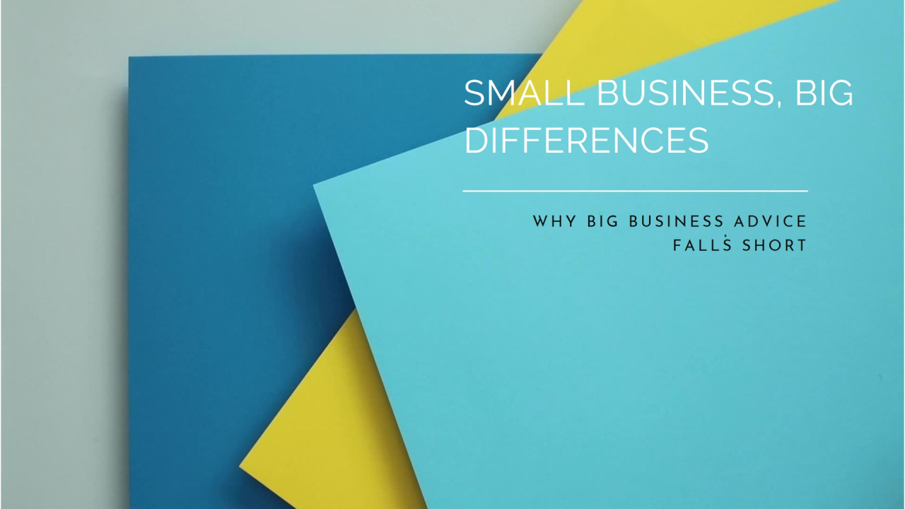Why Big Business Advice Doesn’t Work for Small Businesses Why Big Business Advice Doesn’t Work for Small Businesses
