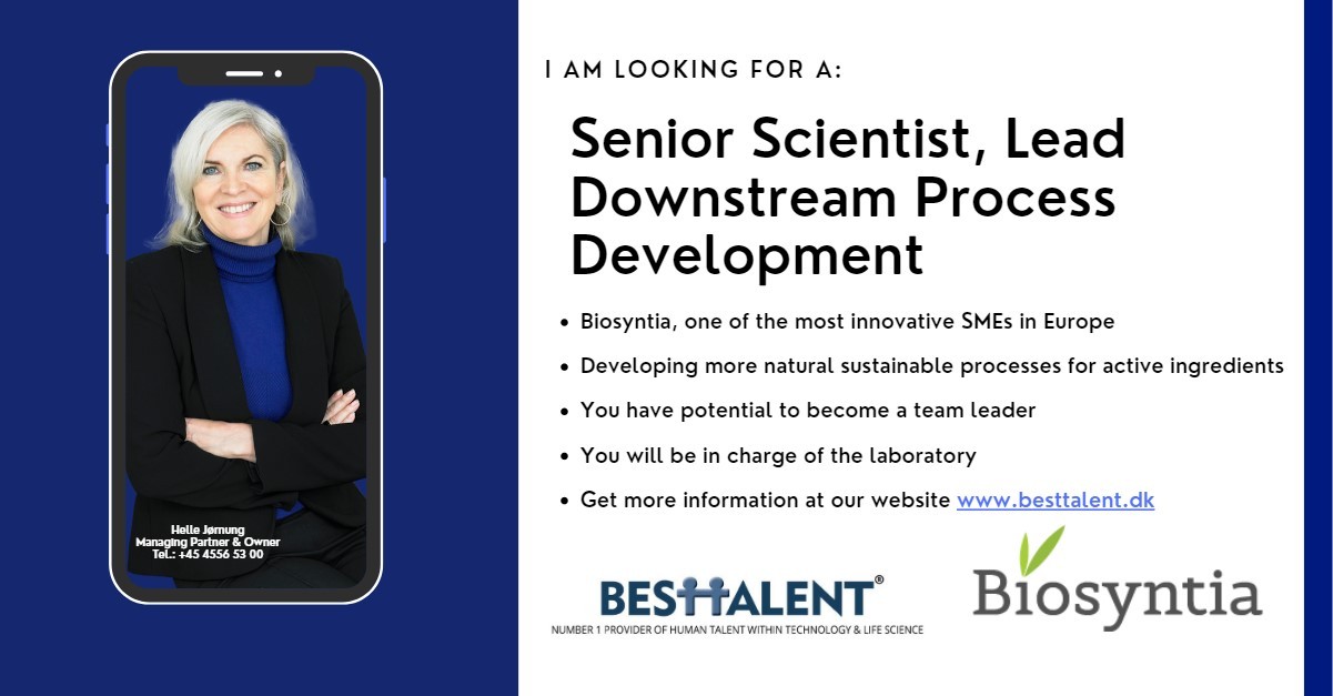 Senior Scientist, Lead Downstream Process Development Senior Scientist, Lead Downstream Process Development