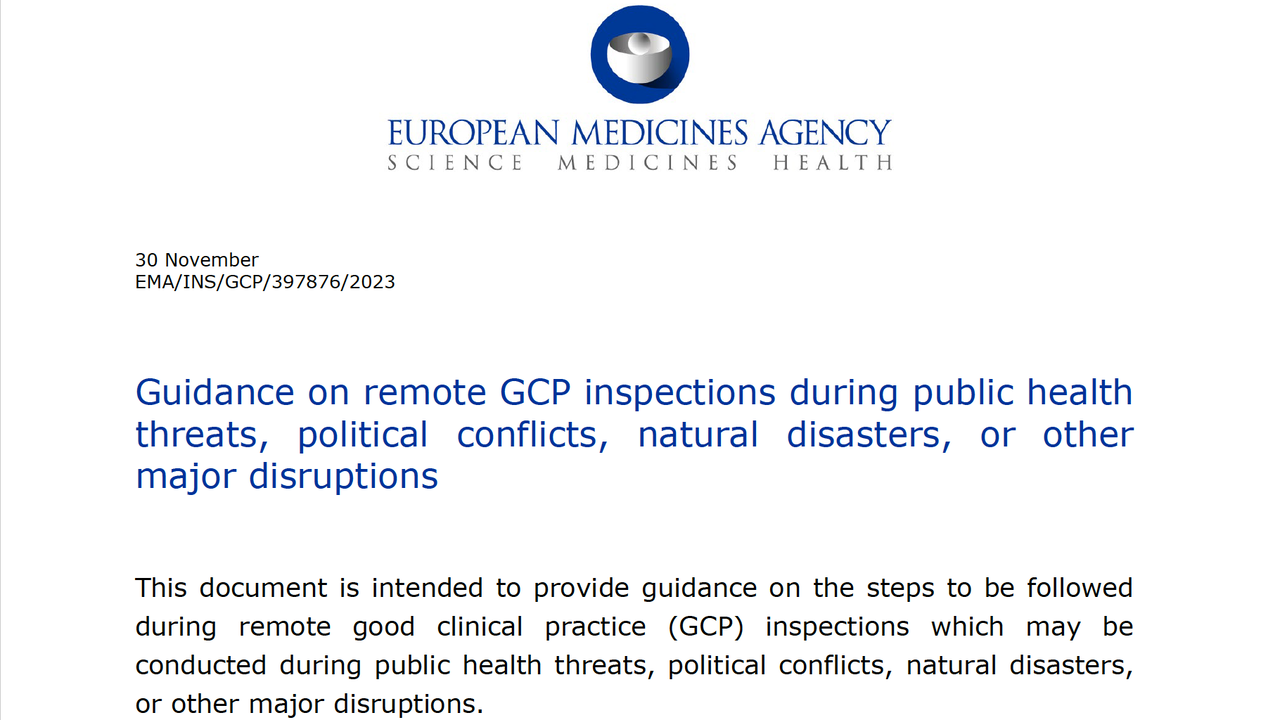 EMA Guidance on remote GCP inspections update released today EMA Guidance on remote GCP inspections update released today