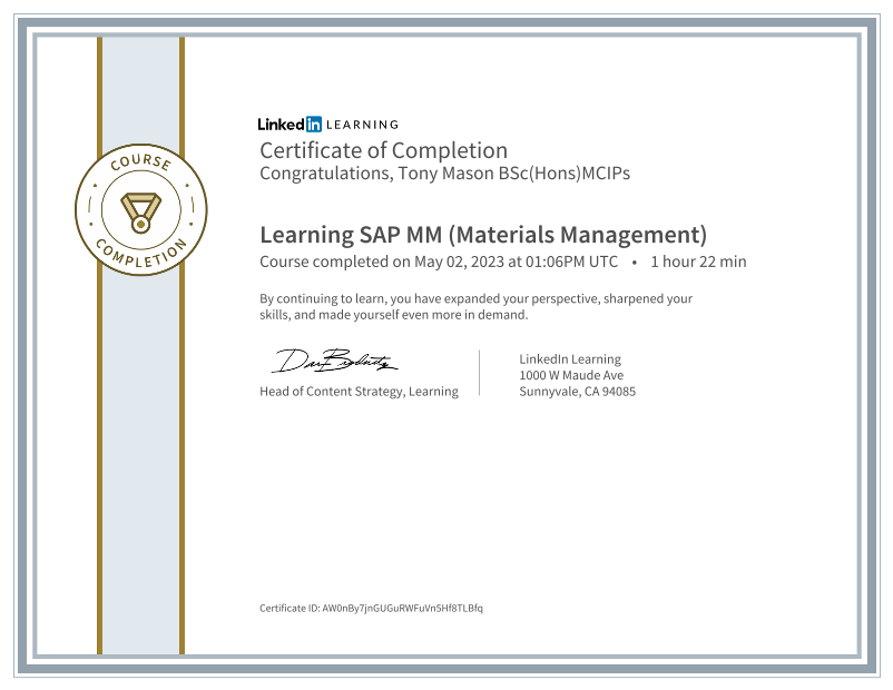Tony Mason BSc(Hons)MCIPs on LinkedIn: Certificate of Completion Tony Mason BSc(Hons)MCIPs on LinkedIn: Certificate of Completion