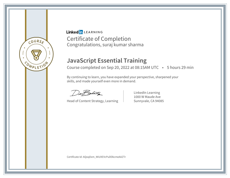 suraj kumar sharma on LinkedIn: Certificate of Completion suraj kumar sharma on LinkedIn: Certificate of Completion