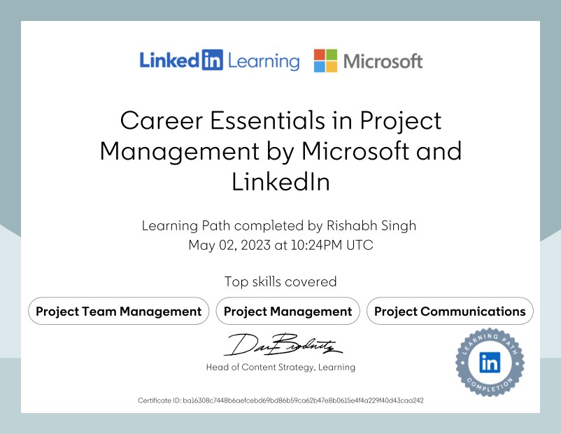 Rishabh Singh LinkedIn‘de: Certificate of Completion Rishabh Singh LinkedIn‘de: Certificate of Completion
