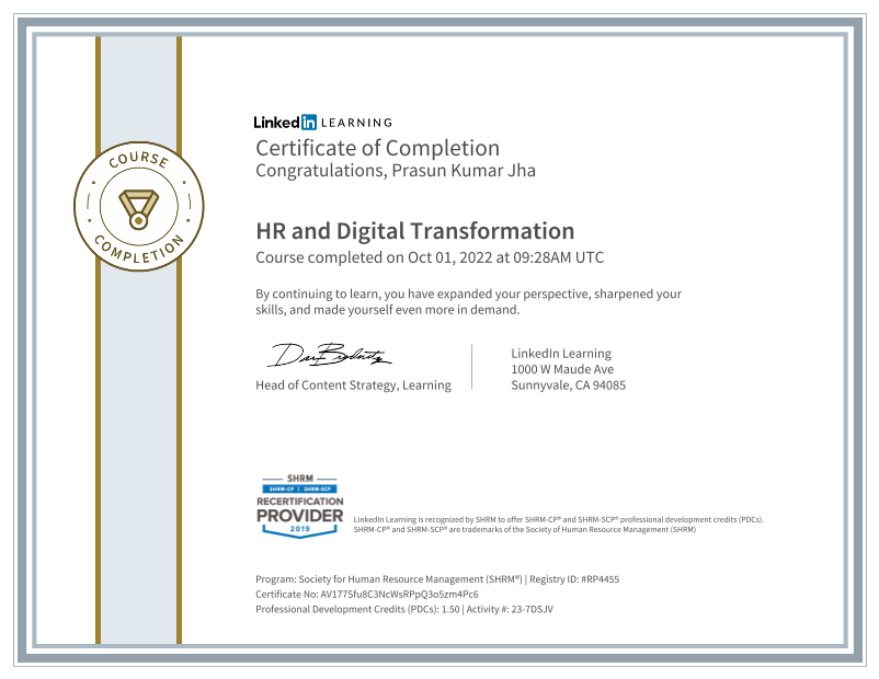 Prasun Kumar Jha on LinkedIn: Certificate of Completion Prasun Kumar Jha on LinkedIn: Certificate of Completion
