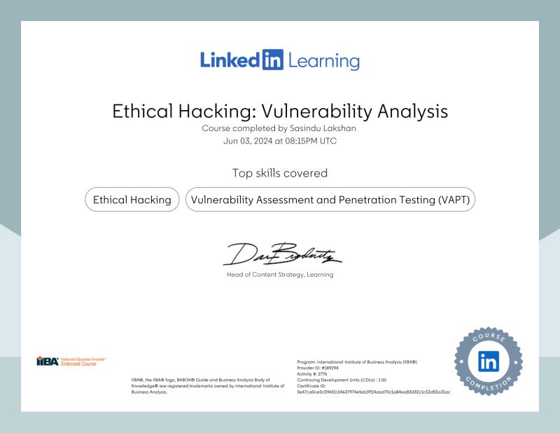 Sasindu Lakshan on LinkedIn: Certificate of Completion Sasindu Lakshan on LinkedIn: Certificate of Completion