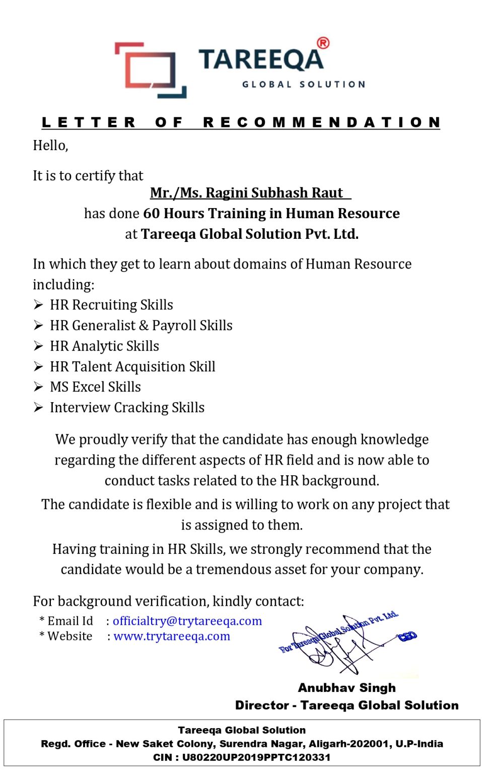 Ragini Raut on LinkedIn: #letterofrecommendation # ... Ragini Raut on LinkedIn: #letterofrecommendation # ...