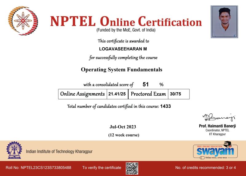 Logavaseeharan M on LinkedIn: #swayam #nptel #certification #iitkharagpur Logavaseeharan M on LinkedIn: #swayam #nptel #certification #iitkharagpur