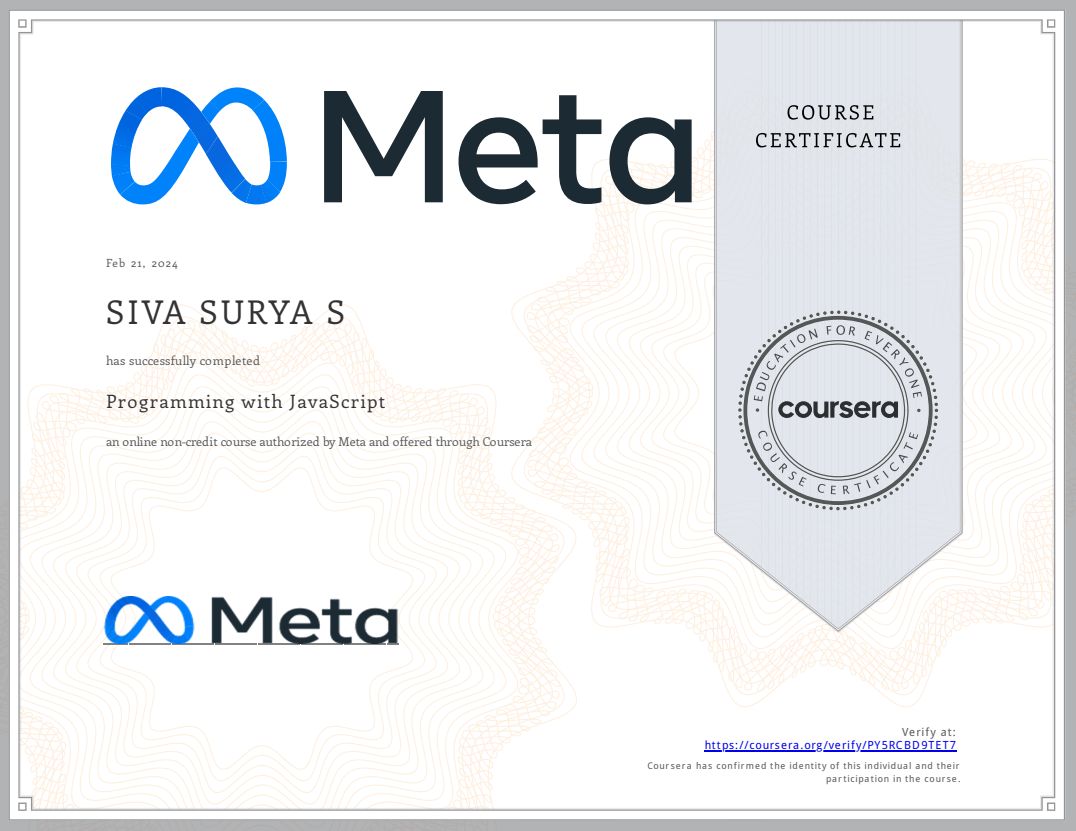 SIVA SURYA on LinkedIn: #javascript #programming #webdevelopment #meta ... SIVA SURYA on LinkedIn: #javascript #programming #webdevelopment #meta ...