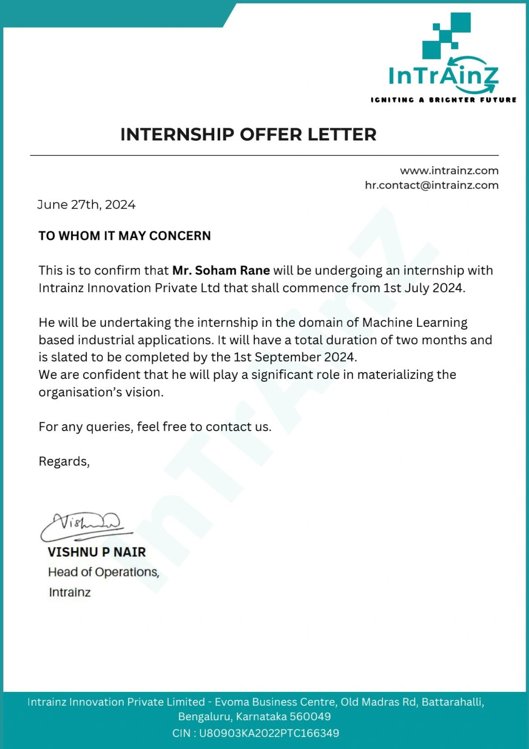 Soham Rane on LinkedIn: #machinelearning #internship #intrainz # ... Soham Rane on LinkedIn: #machinelearning #internship #intrainz # ...