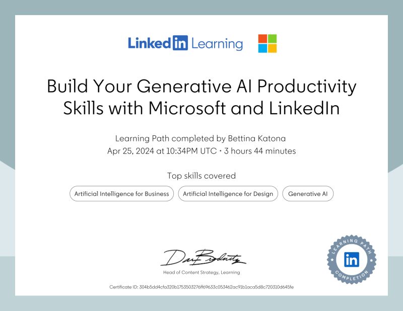 Bettina Katona on LinkedIn: Certificate of Completion Bettina Katona on LinkedIn: Certificate of Completion