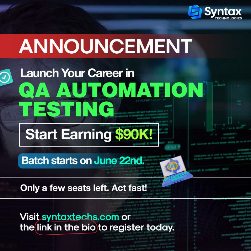 Syntax Technologies on LinkedIn: #qa #qaautomation #qatesting # ... Syntax Technologies on LinkedIn: #qa #qaautomation #qatesting # ...