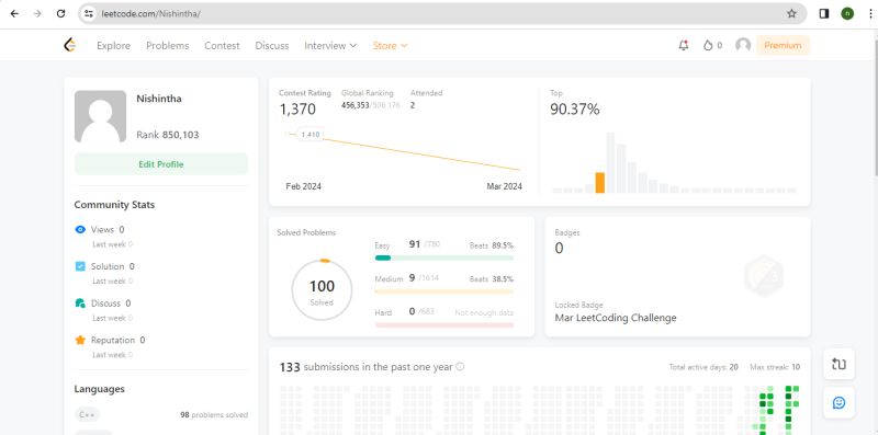 Nishintha Annadurai on LinkedIn: #leetcode #codingjourney #problemsolving Nishintha Annadurai on LinkedIn: #leetcode #codingjourney #problemsolving