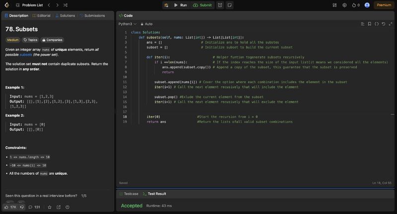 Cristofer Franco Vilchis on LinkedIn: Leetcode Day 34: #78 Subsets ... Cristofer Franco Vilchis on LinkedIn: Leetcode Day 34: #78 Subsets ...