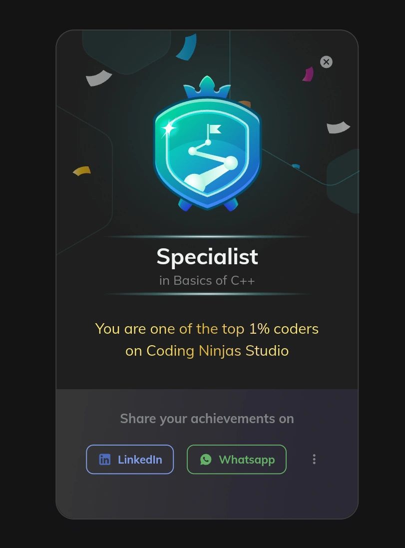 Jit Dhank on LinkedIn: Got a specialist badge in basics of C++ at ... Jit Dhank on LinkedIn: Got a specialist badge in basics of C++ at ...