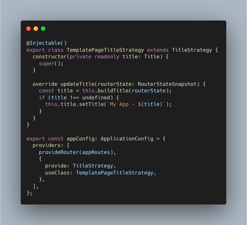 Roberto Heckers on LinkedIn: 🧙♂️ Overwrite TitleStrategy in Angular ... Roberto Heckers on LinkedIn: 🧙♂️ Overwrite TitleStrategy in Angular ...