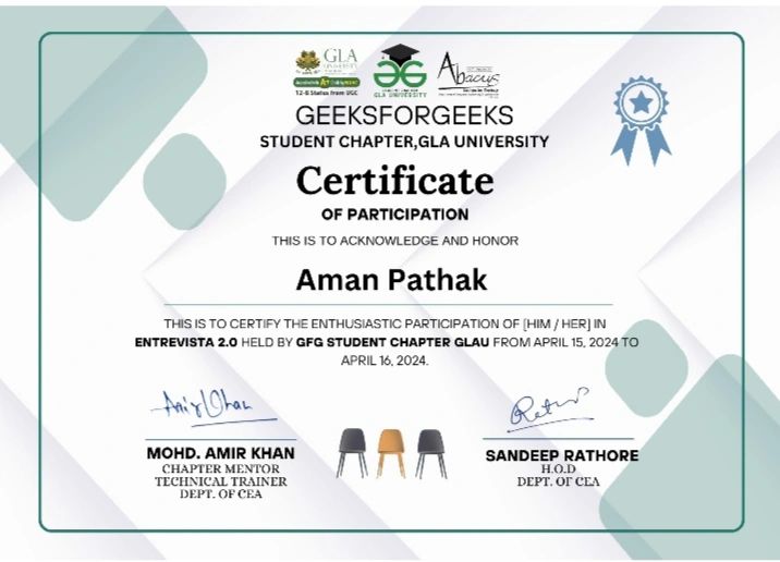Aman Pathak on LinkedIn: #achievement #geeksforgeeks #entrevista2 # ... Aman Pathak on LinkedIn: #achievement #geeksforgeeks #entrevista2 # ...