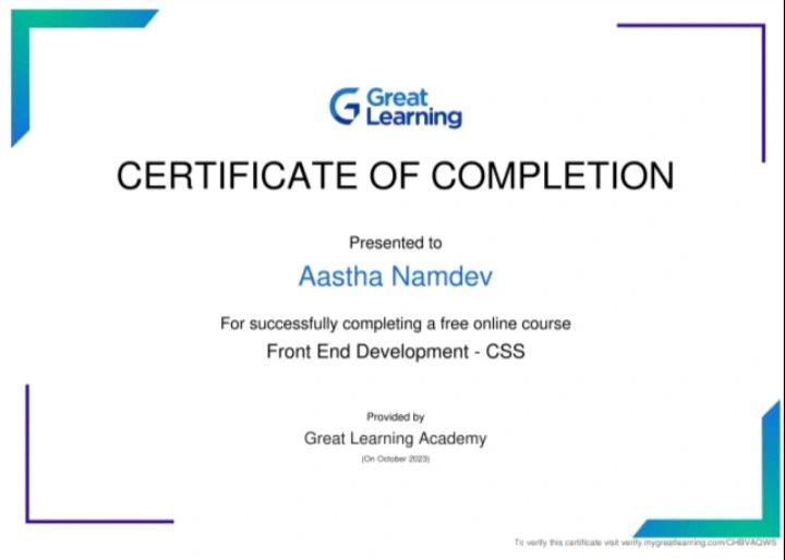Aastha Namdev on LinkedIn: #greatlearning #css #frontenddevelopment # ... Aastha Namdev on LinkedIn: #greatlearning #css #frontenddevelopment # ...
