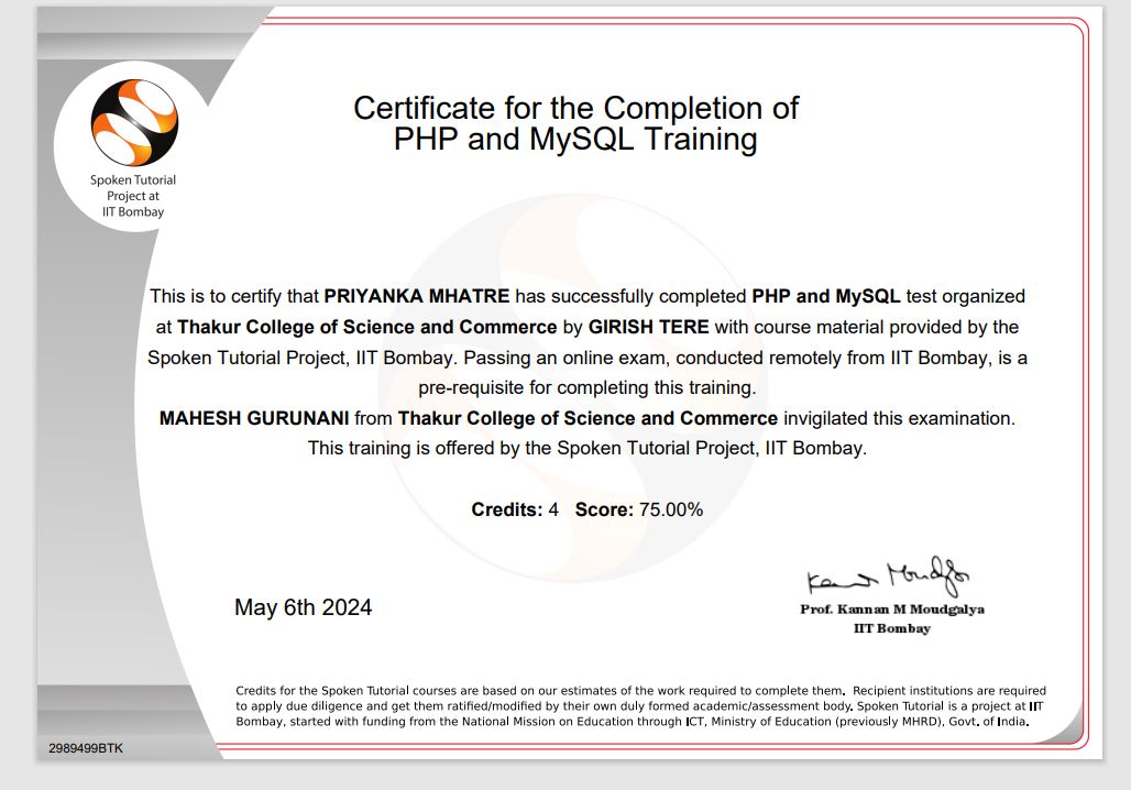 Priyanka Mhatre on LinkedIn: #learningjourney #php #mysql # ... Priyanka Mhatre on LinkedIn: #learningjourney #php #mysql # ...