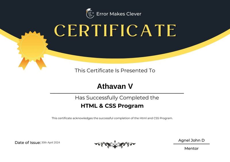 Athavan V on LinkedIn: I have successfully completed HTML and CSS in ... Athavan V on LinkedIn: I have successfully completed HTML and CSS in ...