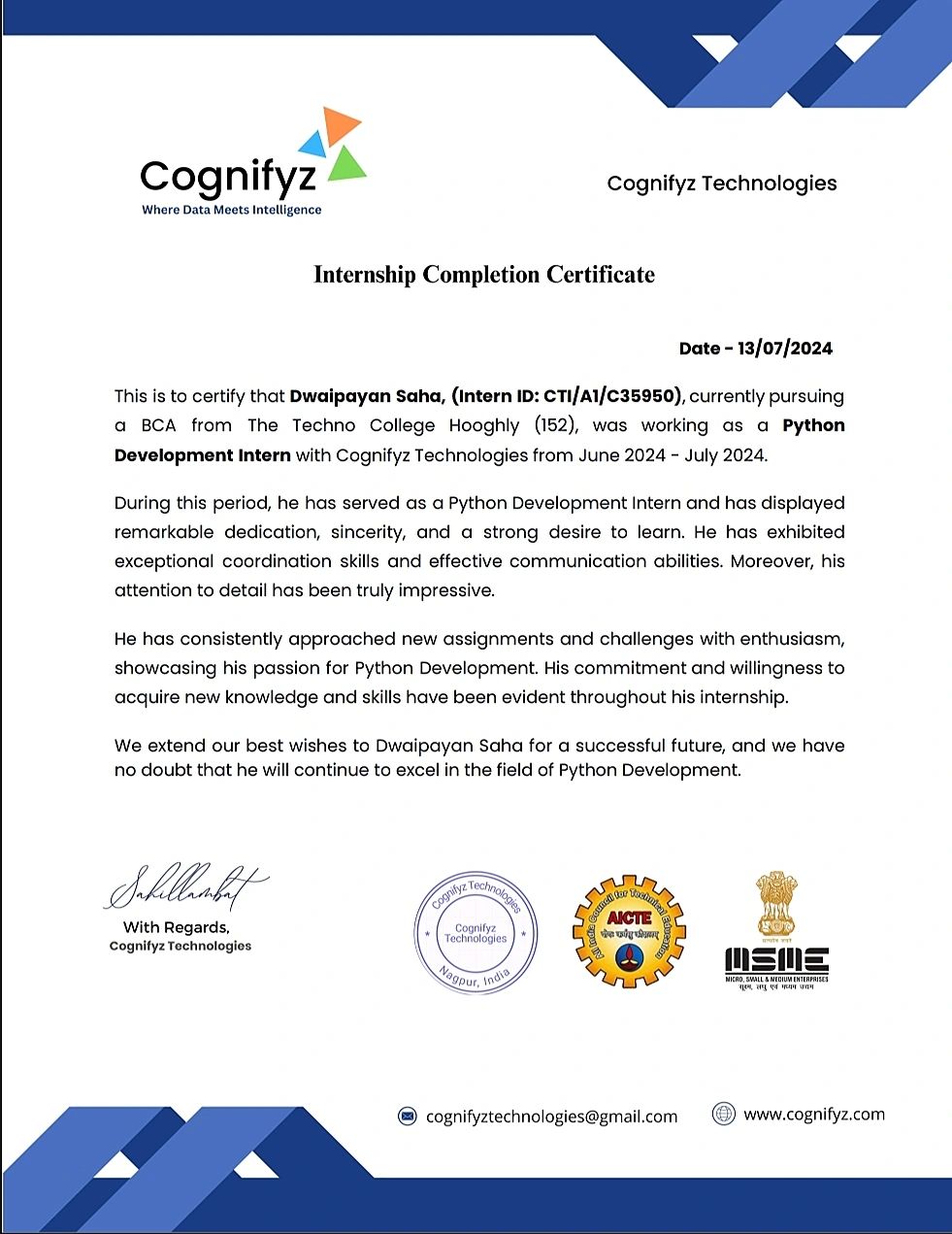 Dwaipayan Saha on LinkedIn: #python #internship #cognifyz # ... Dwaipayan Saha on LinkedIn: #python #internship #cognifyz # ...