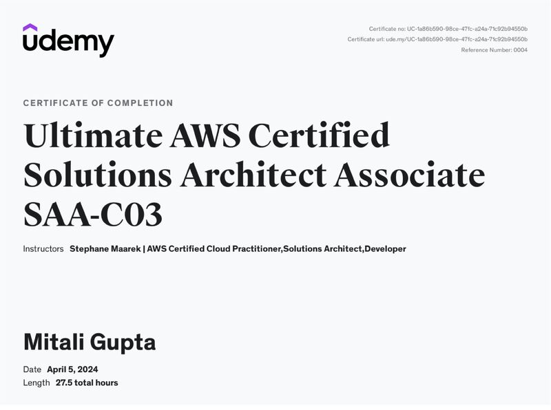 Mitali Gupta on LinkedIn: #aws #certification #cloudcomputing #udemy # ... Mitali Gupta on LinkedIn: #aws #certification #cloudcomputing #udemy # ...