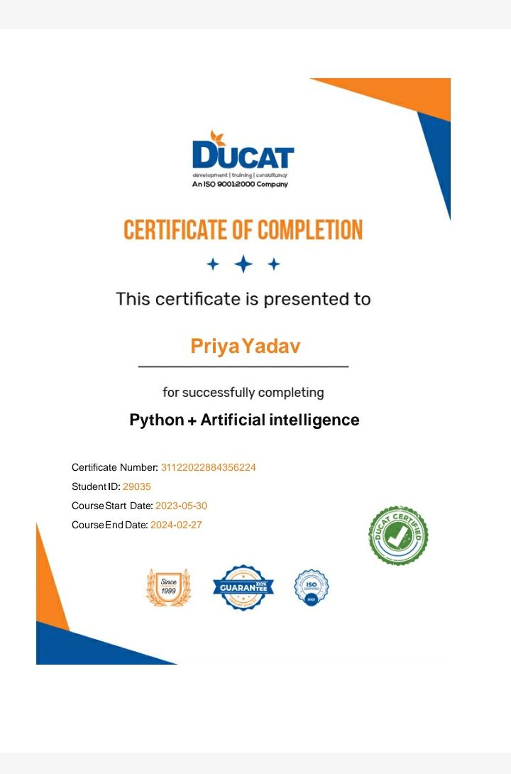 Priya Yadav on LinkedIn: #python #ai #ducatinstitute #noida # ... Priya Yadav on LinkedIn: #python #ai #ducatinstitute #noida # ...