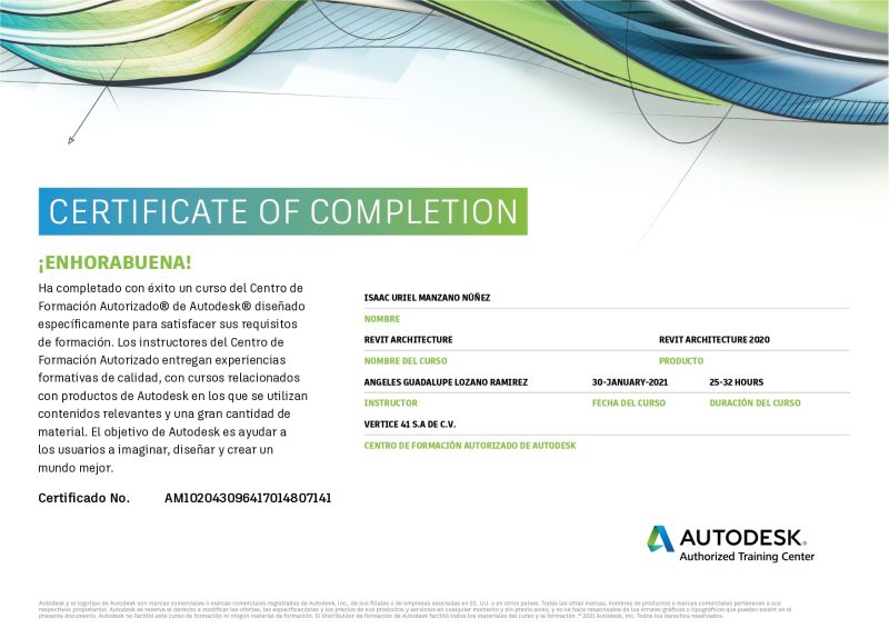 Isaac Uriel Manzano Nuñez on LinkedIn: CERTIFICATE OF COMPLETION REVIT ... Isaac Uriel Manzano Nuñez on LinkedIn: CERTIFICATE OF COMPLETION REVIT ...