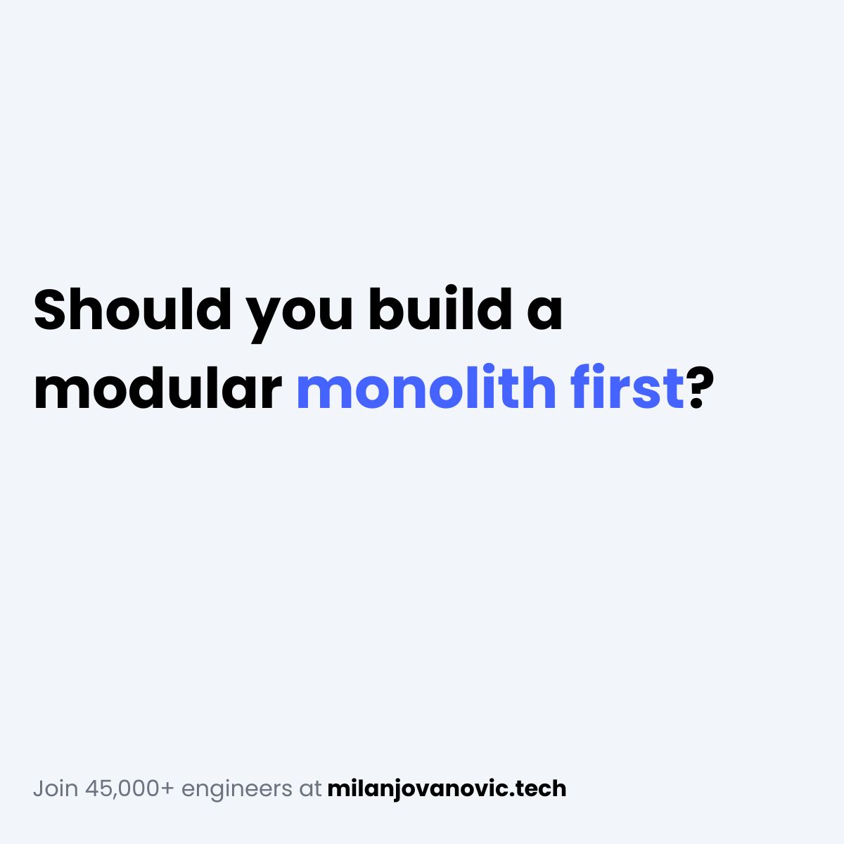 Nimesh Patel on LinkedIn: 🤔 use modular monolith first? yes 9.9/10 of ... Nimesh Patel on LinkedIn: 🤔 use modular monolith first? yes 9.9/10 of ...