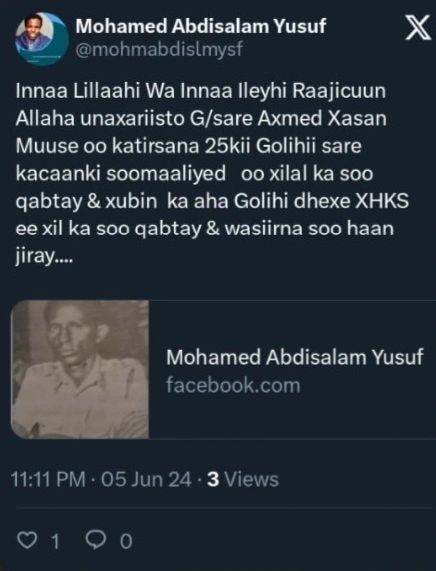 Mohamed Abdisalam Yusuf on LinkedIn: Innaa Lillaahi Wa Innaa Ileyhi ... Mohamed Abdisalam Yusuf on LinkedIn: Innaa Lillaahi Wa Innaa Ileyhi ...
