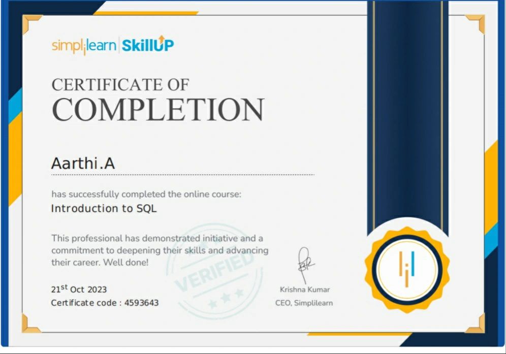 Aarthi A on LinkedIn: #sql #dataanalytics #lifelonglearning Aarthi A on LinkedIn: #sql #dataanalytics #lifelonglearning