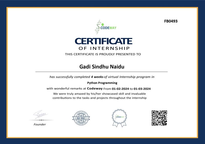 GADI SINDHU NAIDU on LinkedIn: #codeway #pythonprogramming #internship GADI SINDHU NAIDU on LinkedIn: #codeway #pythonprogramming #internship