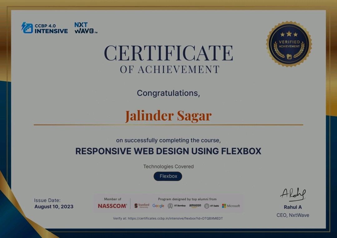 Jalinder Sagar on LinkedIn: #coursecompletion #flexbox #css #html5 # ... Jalinder Sagar on LinkedIn: #coursecompletion #flexbox #css #html5 # ...