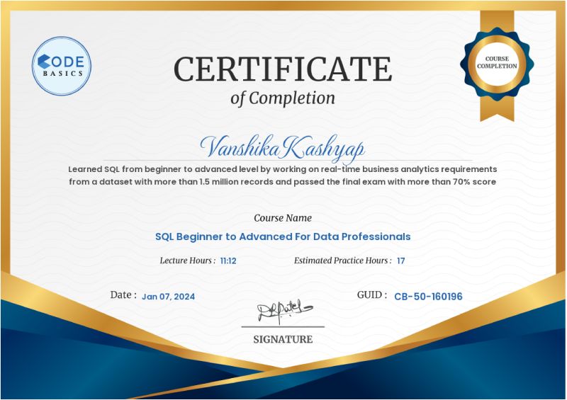 Vanshika Kashyap on LinkedIn: Advanced SQL Vanshika Kashyap on LinkedIn: Advanced SQL