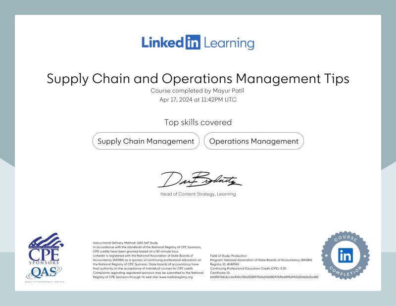 Mayur Patil on LinkedIn: Certificate of Completion Mayur Patil on LinkedIn: Certificate of Completion