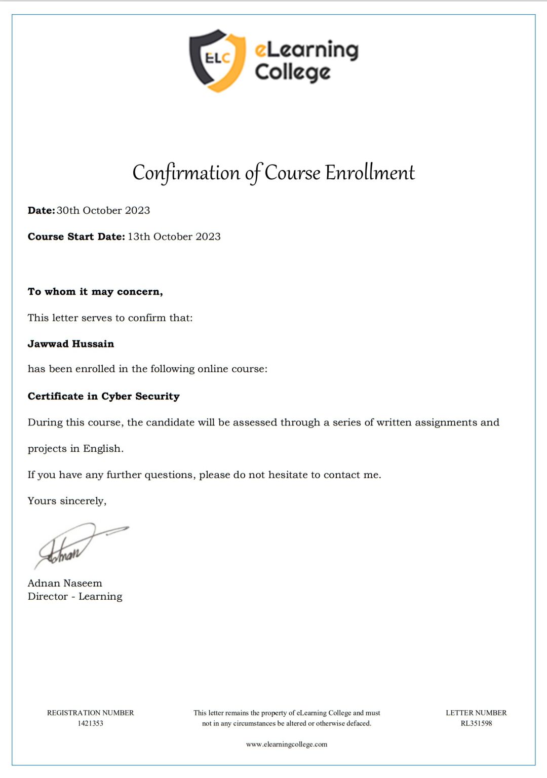 Jawwad Hussain on LinkedIn: Certificate in Cyber Security Jawwad Hussain on LinkedIn: Certificate in Cyber Security