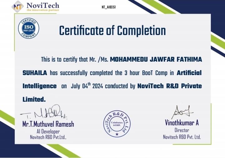 Fathima Suhaila on LinkedIn: I'm thrilled to share that I have ... Fathima Suhaila on LinkedIn: I'm thrilled to share that I have ...