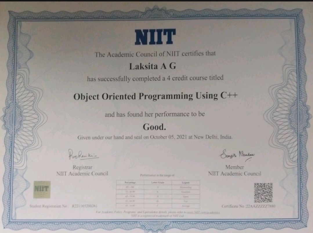 Laksita Allam on LinkedIn: #cplusplus #objectorientedprogramming #niit ... Laksita Allam on LinkedIn: #cplusplus #objectorientedprogramming #niit ...