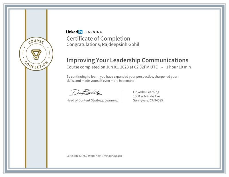 Rajdeepsinh Gohil on LinkedIn: Certificate of Completion Rajdeepsinh Gohil on LinkedIn: Certificate of Completion