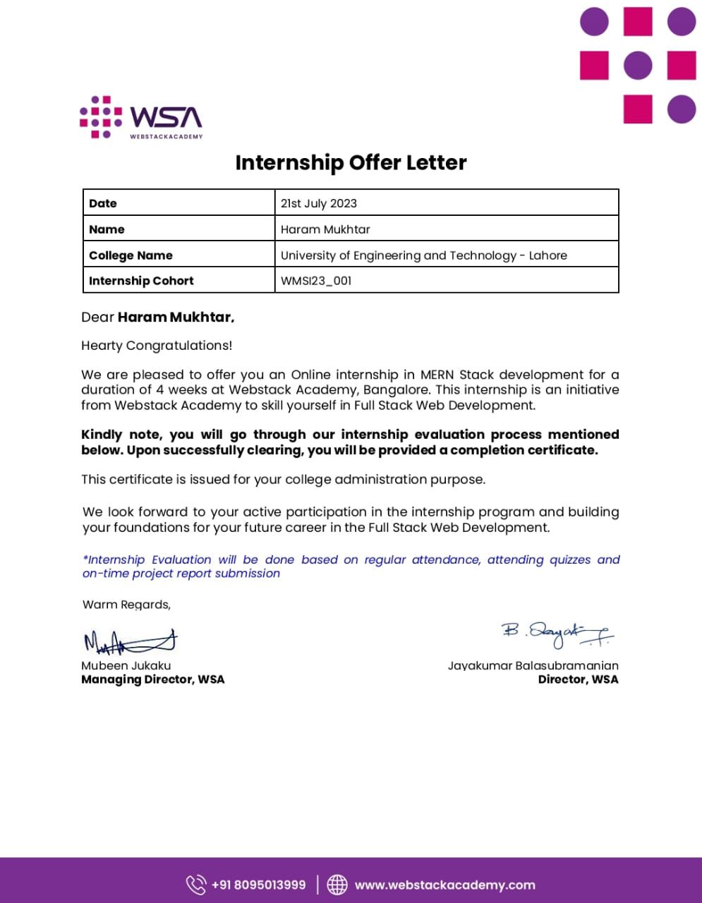 Haram Mukhtar on LinkedIn: #wsa #onlineinternship # ... Haram Mukhtar on LinkedIn: #wsa #onlineinternship # ...